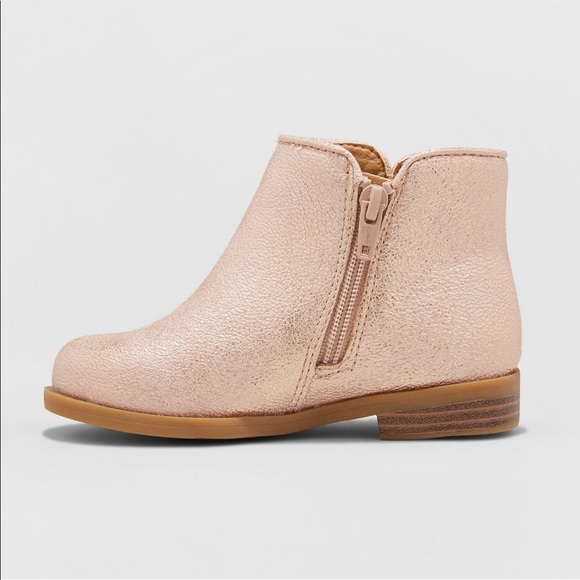 Shoes | Toddler Girls Rose Gold Metallic Ankle Boots New | Poshmark